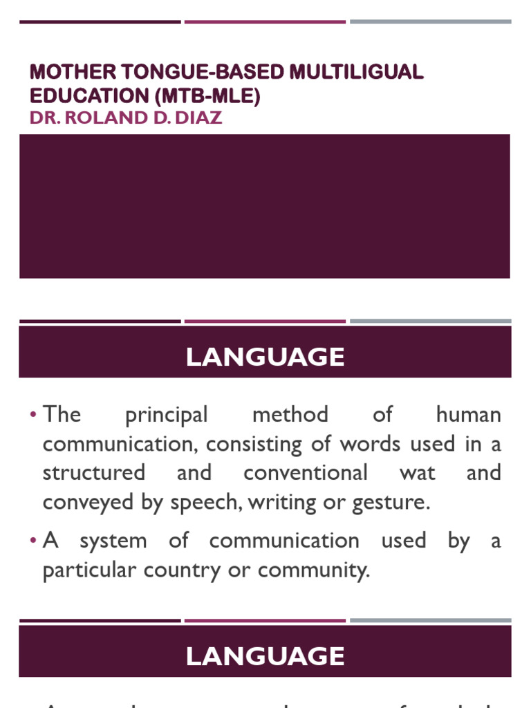 Mother Tongue Based Multiligual Education MTB MLE | PDF | Second ...
