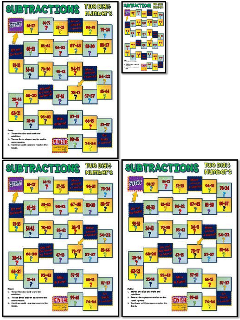 Bingo Cards Subtraction | PDF