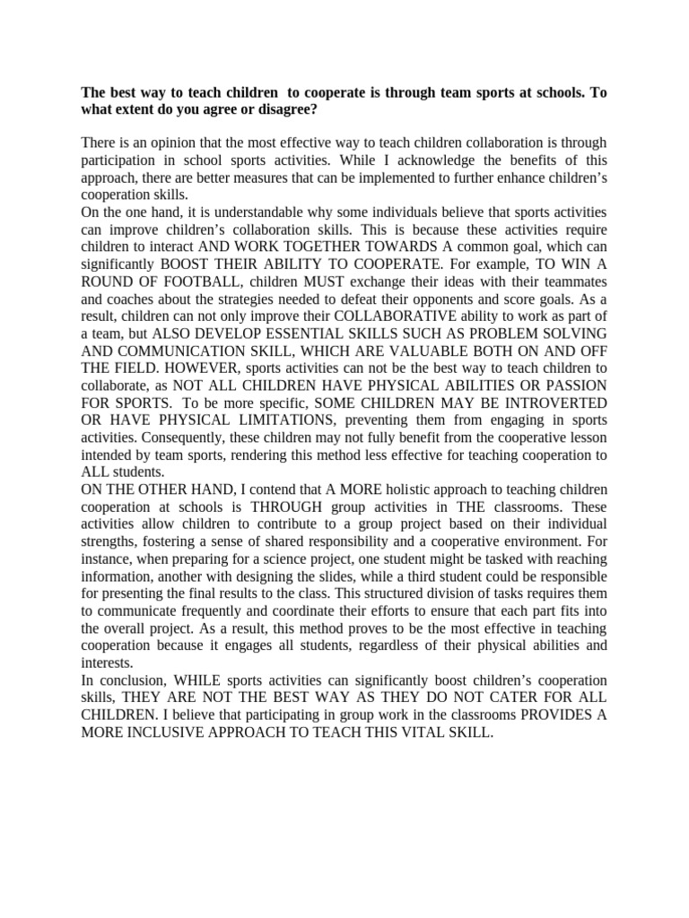 The Best Way to Teach Children | PDF | Cooperation | Skill