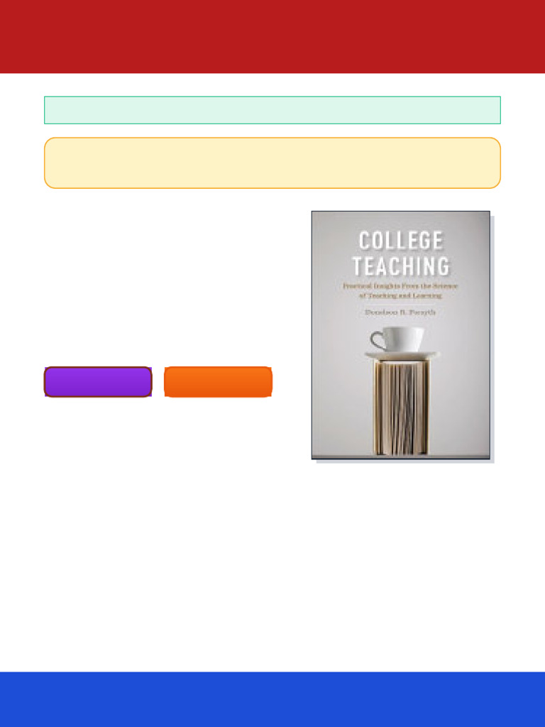 College Teaching Practical Insights From the Science of Teaching and ...