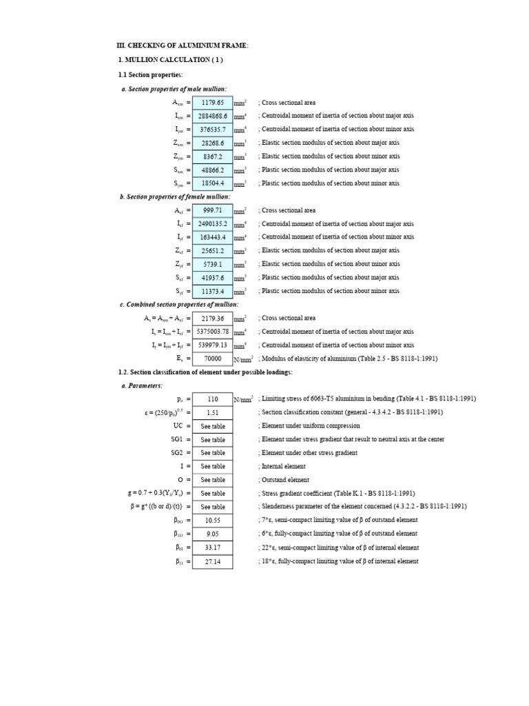 Aluminium Mullion Structural Analysis | PDF | Buckling | Bending