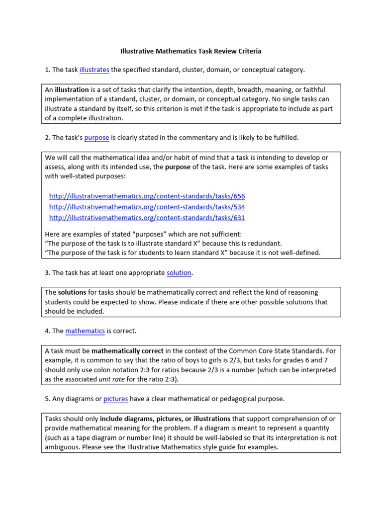 Illustrative Mathematics Task Review Criteria | PDF | Mathematics ...