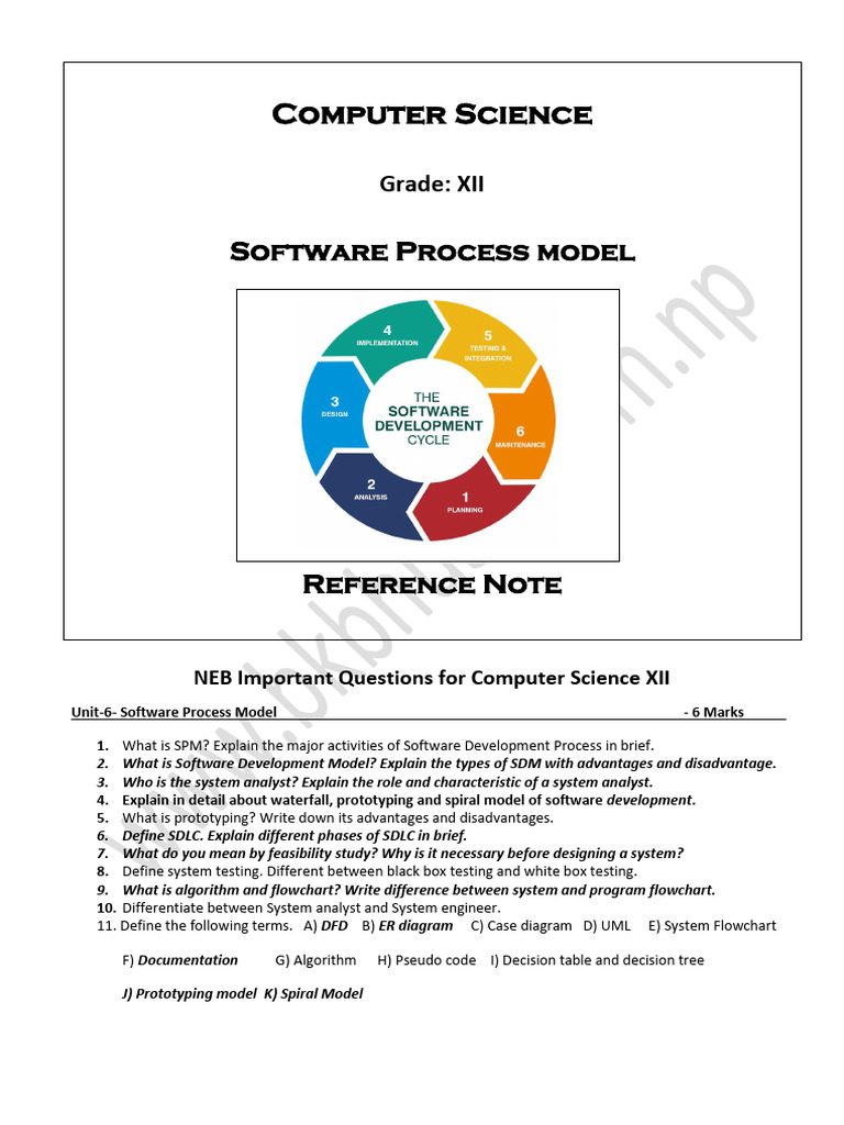 Grade XII Computer Science SPM Guide | PDF | Computer Science ...