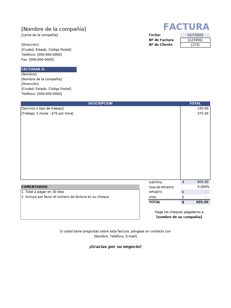 Factura Detallada de Servicios 605.00 | PDF