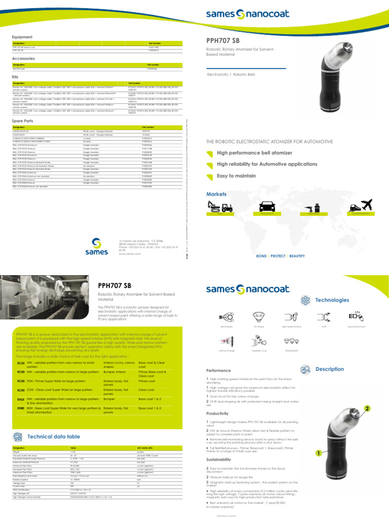 PPH707 SB Robotic Atomizer Specs | PDF | Electromagnetism | Electrical ...
