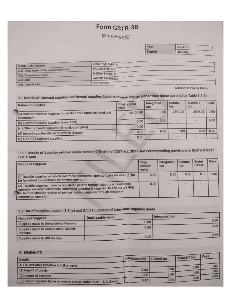 GSTR 3B | PDF