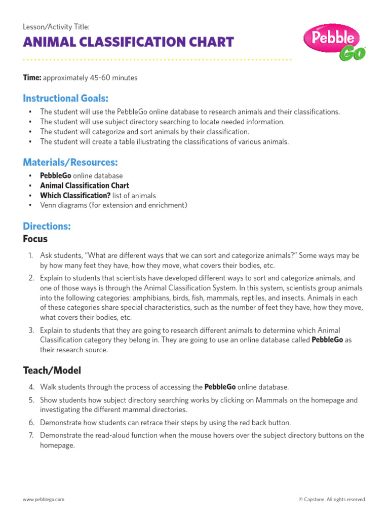 Animal Classification Chart | PDF | Zoology