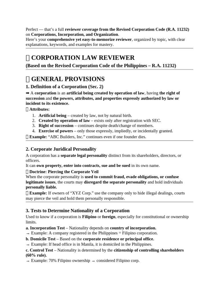 Comprehensive Corporation Law Guide | PDF | Corporations | Dividend