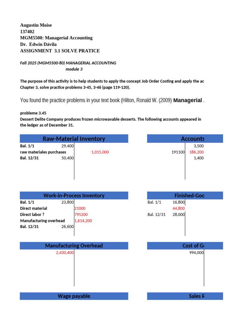 Managerial Accounting Practice Problems | PDF | Cost Of Goods Sold ...