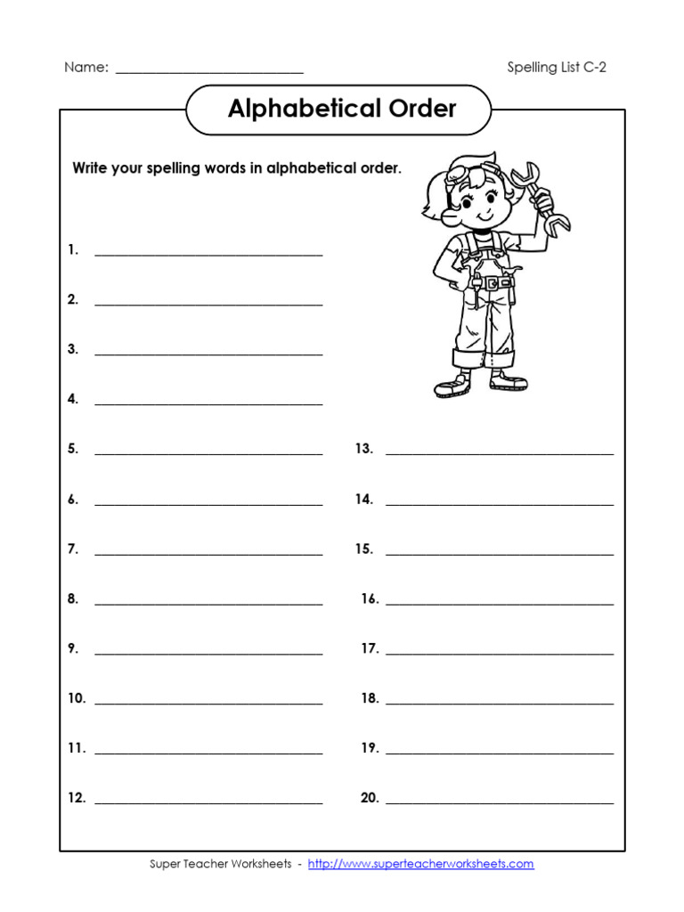 Spelling List C-2: Alphabetical Order | PDF