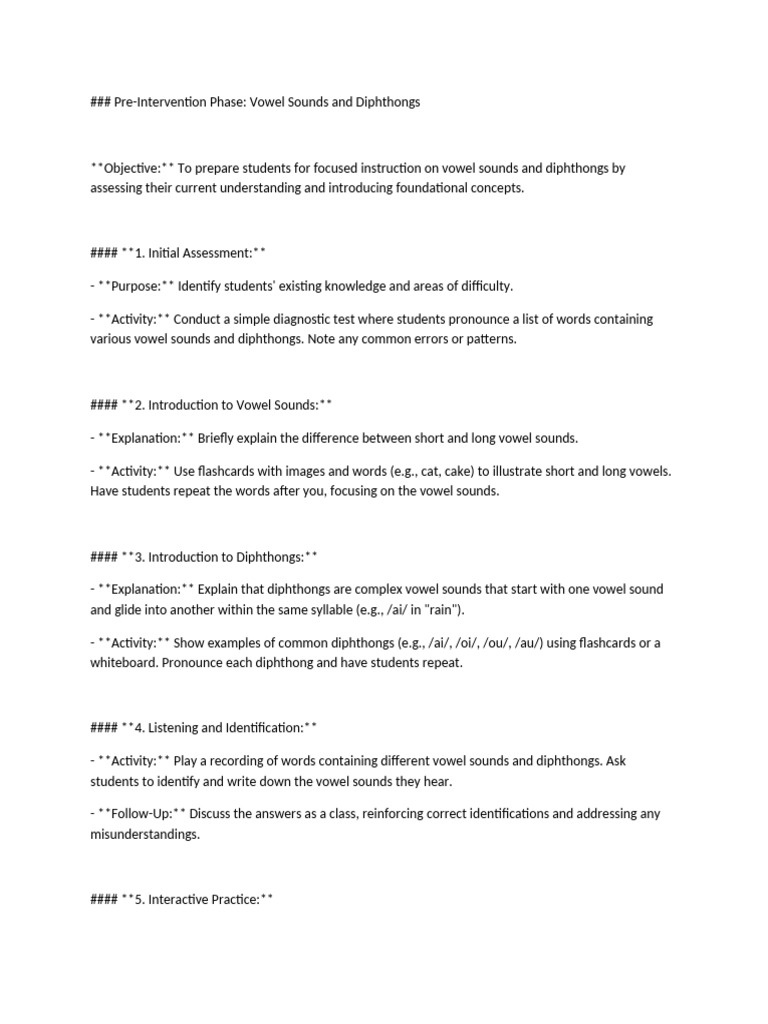 Pre Interventio WPS Office | PDF | Vowel | Learning