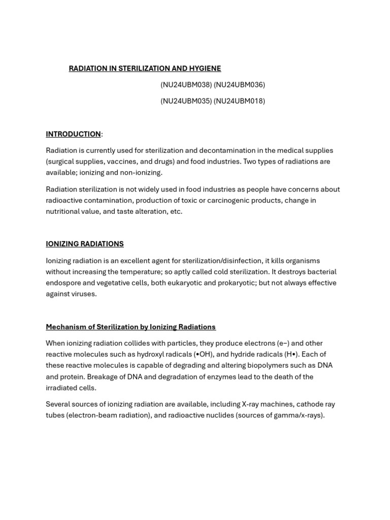 Radiation_bio_ Hygiene & Sterilization | PDF | Ultraviolet ...