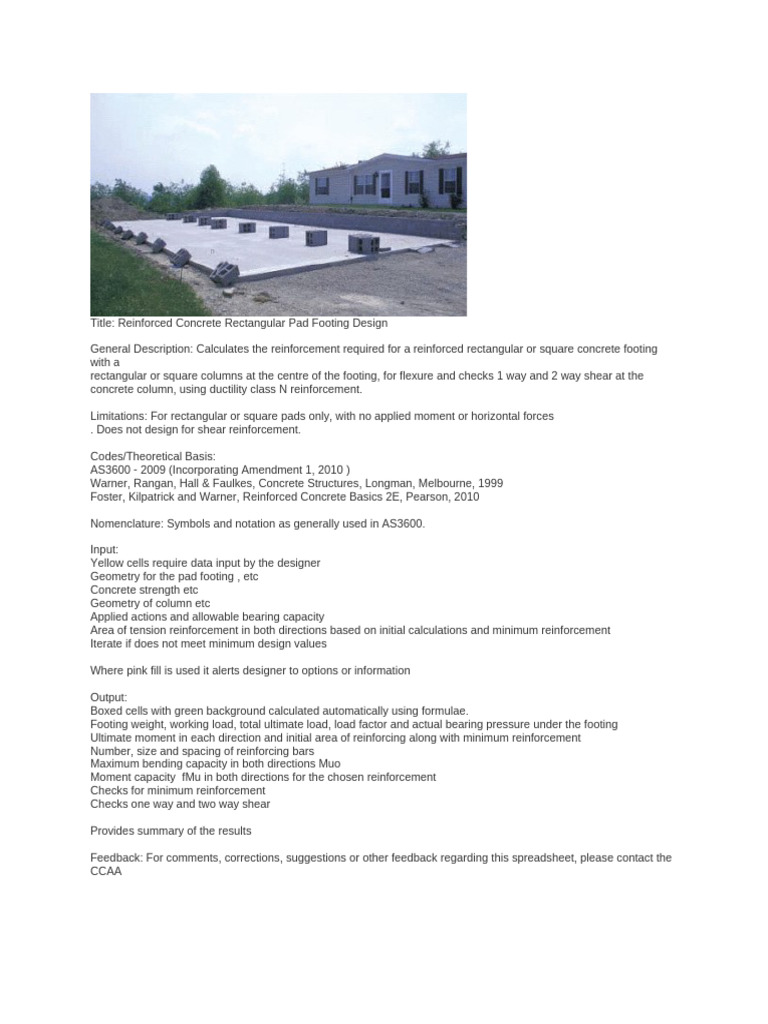 Rectangular Pad Footing Design Guide | PDF