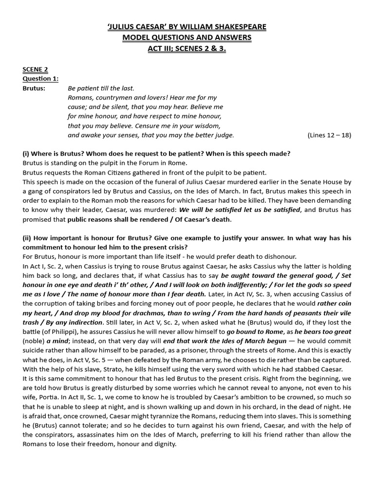 Julius Caesar Rtc Act III Scenes 2 & 3. | PDF | Mark Antony | Julius Caesar