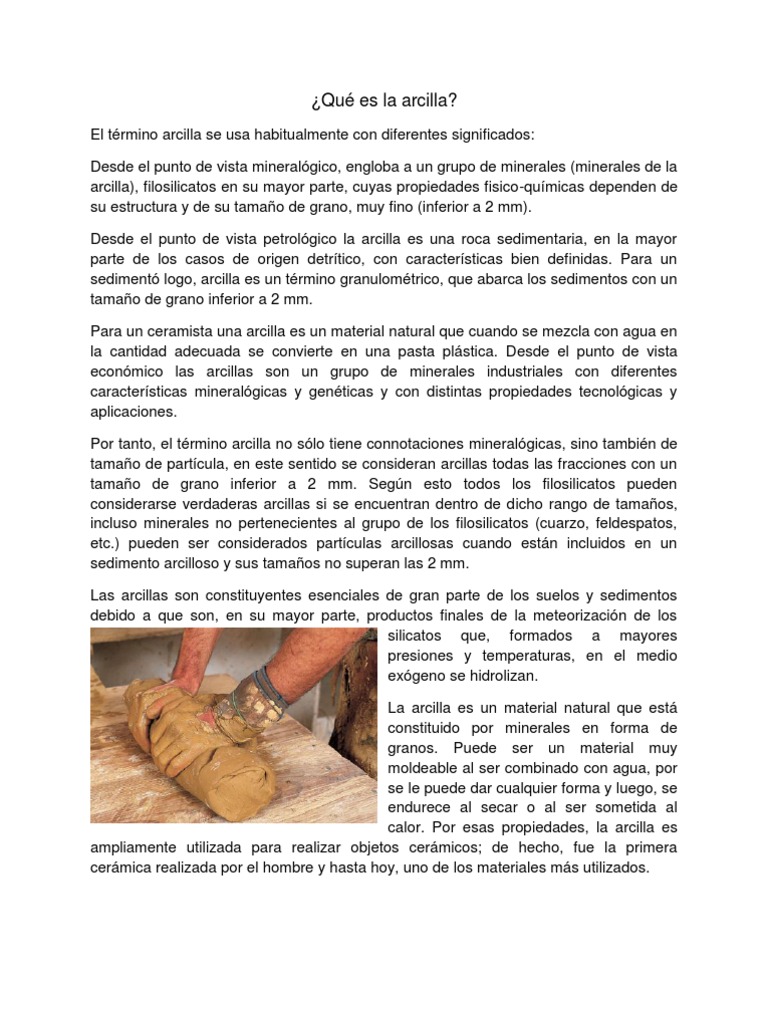 Definición y usos de la arcilla | PDF | Arcilla | Caucho natural