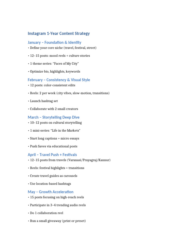 Instagram 1-Year Content Plan Guide | PDF