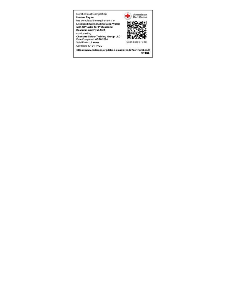Lifeguard Certificate | PDF