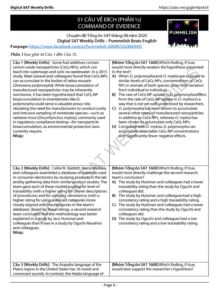 Digital SAT Weekly Practice Drills | PDF