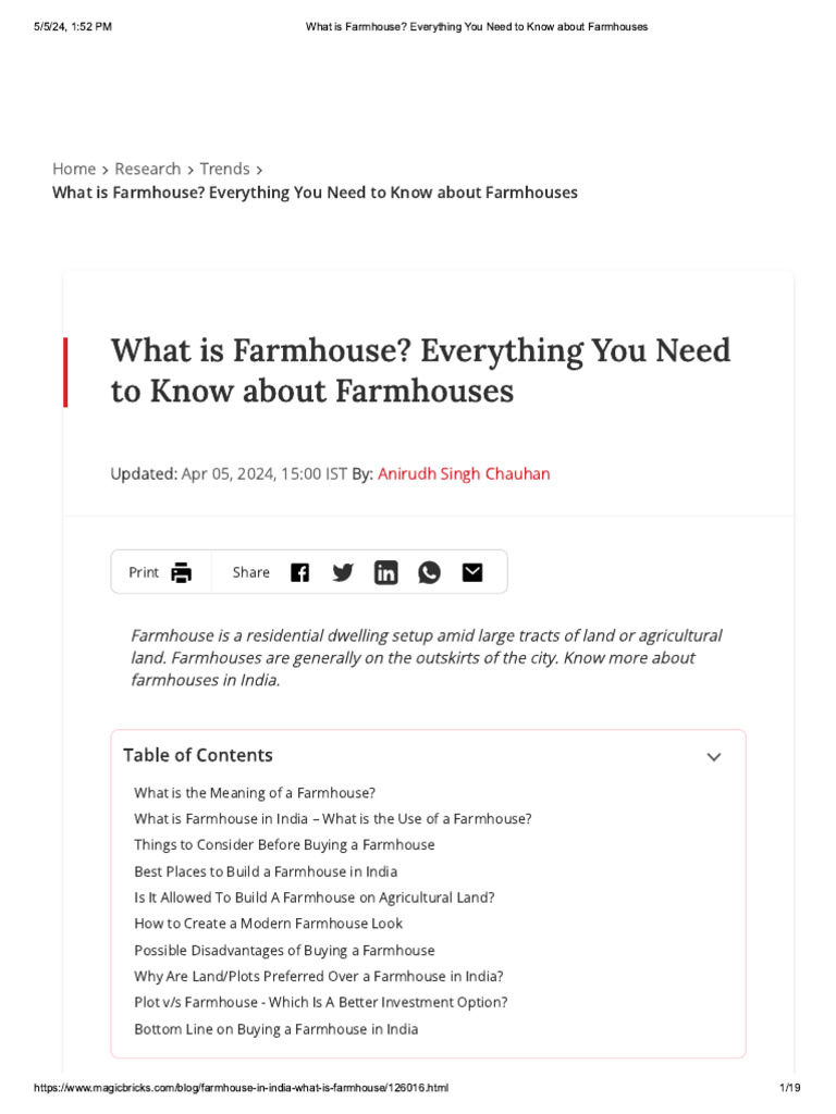 What Is Farmhouse - Everything You Need To Know About Farmhouses | PDF