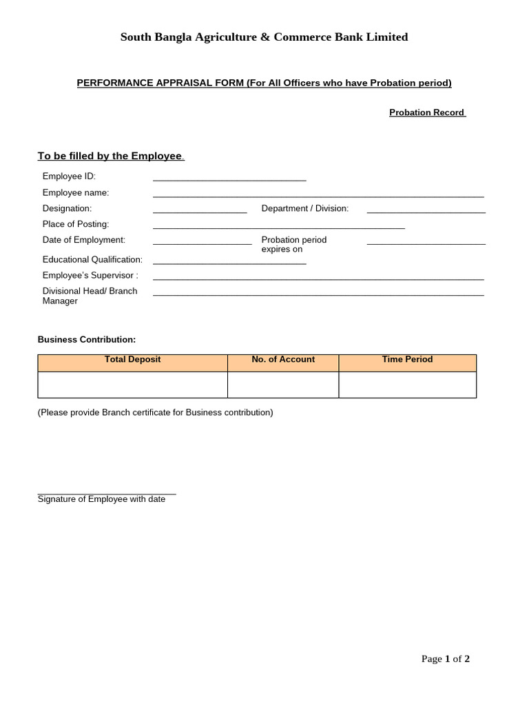 Probationary Review Form | PDF | Performance Appraisal | Business