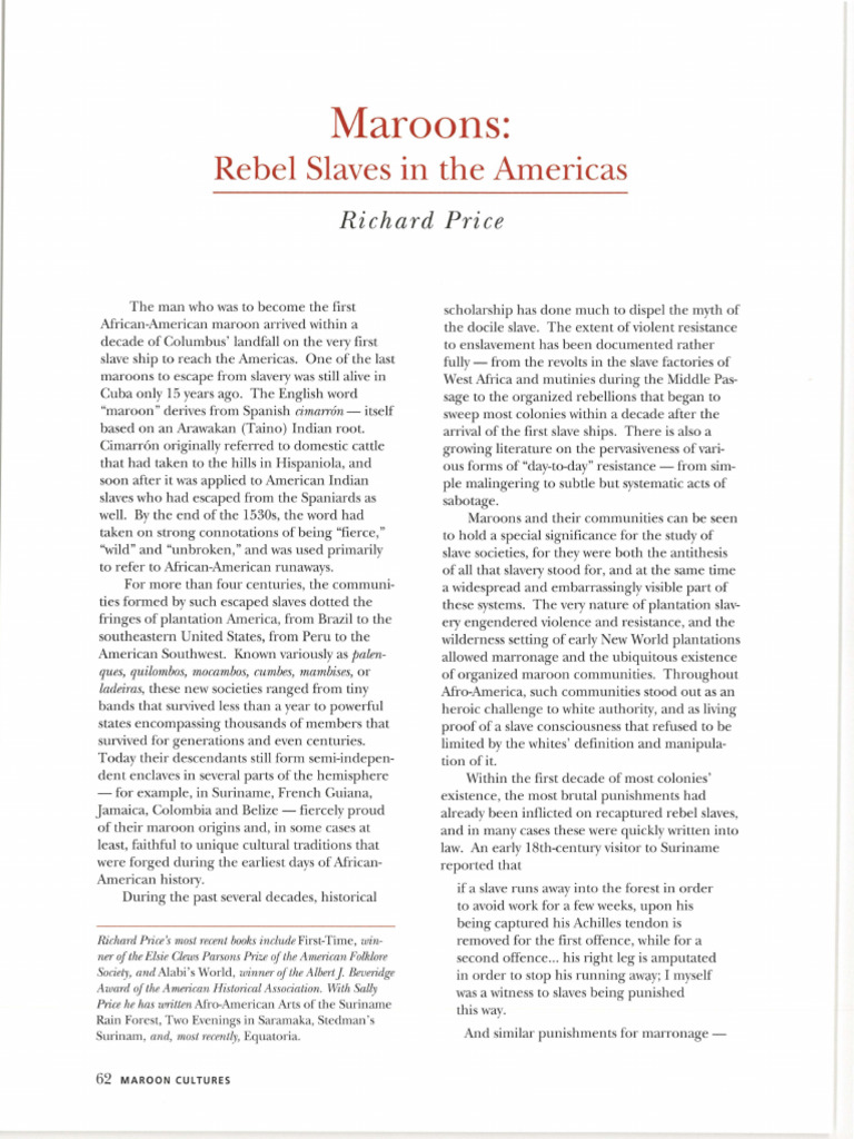 Maroons: The Rebel Slave Communities | PDF | Slavery