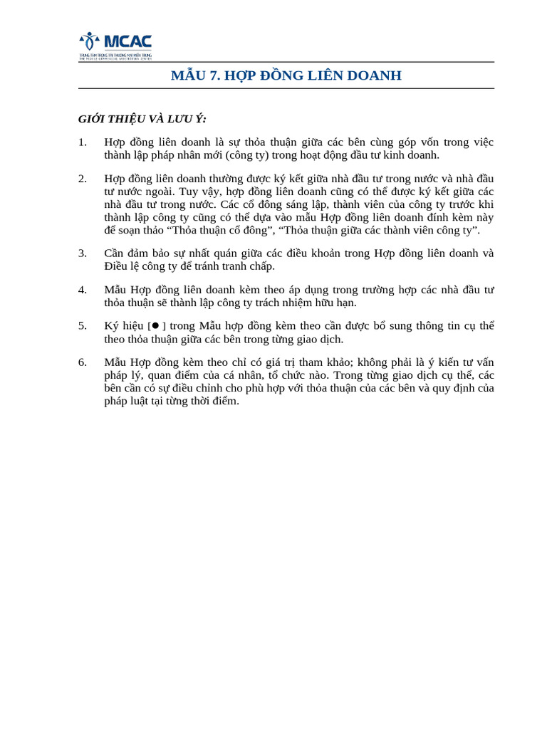 7 - Hop Dong Lien Doanh | PDF