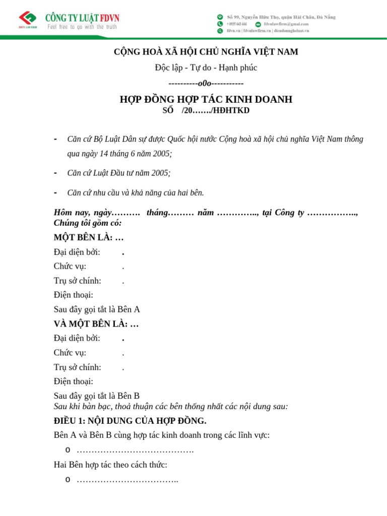 22 - Hop Dong Hop Tac Kinh Doanh 2 | PDF