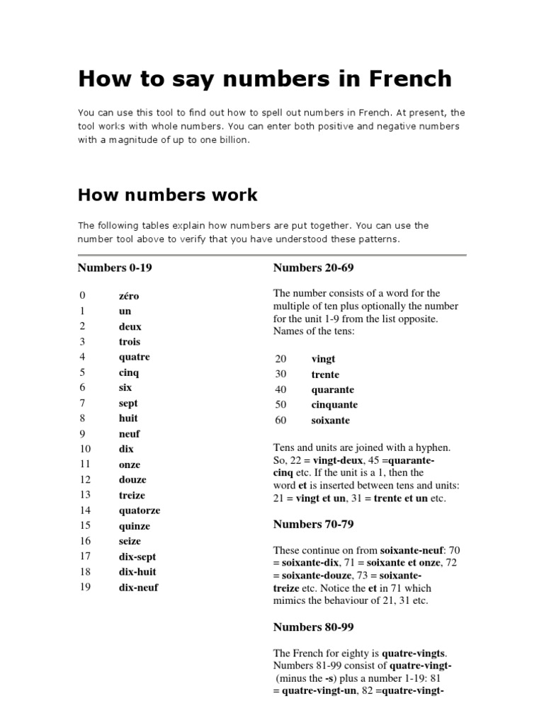 French Numbers: A Complete Guide | PDF | Grammar | Cognitive Science