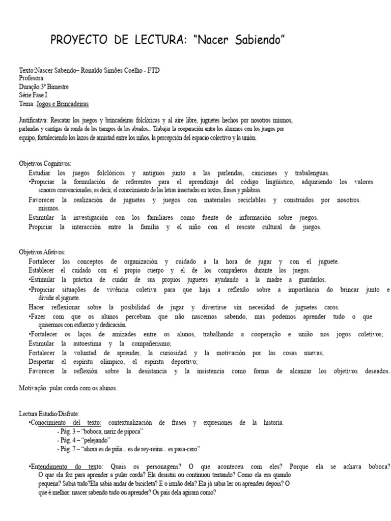 Proyecto Interdisciplinario - Nacer Sabiendo | PDF | Juguetes | Folklore