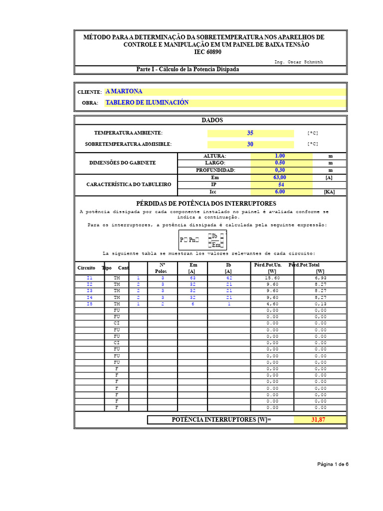 Cálculo de Sobretemperatura em Painéis BT | PDF | Potência (Física ...