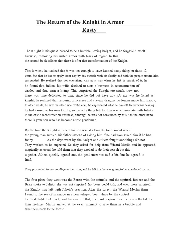 The Return of the Knight in Rusty Armor Summary | PDF | Merlin