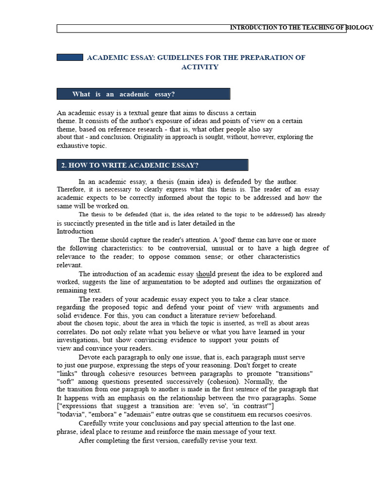Guidelines for the Academic Essay IEB | PDF | Essays | Thesis