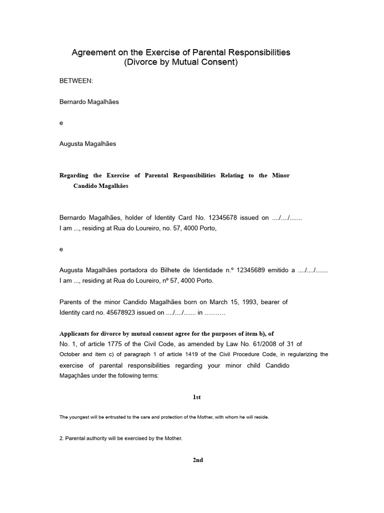 Parental Responsibility Agreement | PDF | Social Institutions | Family