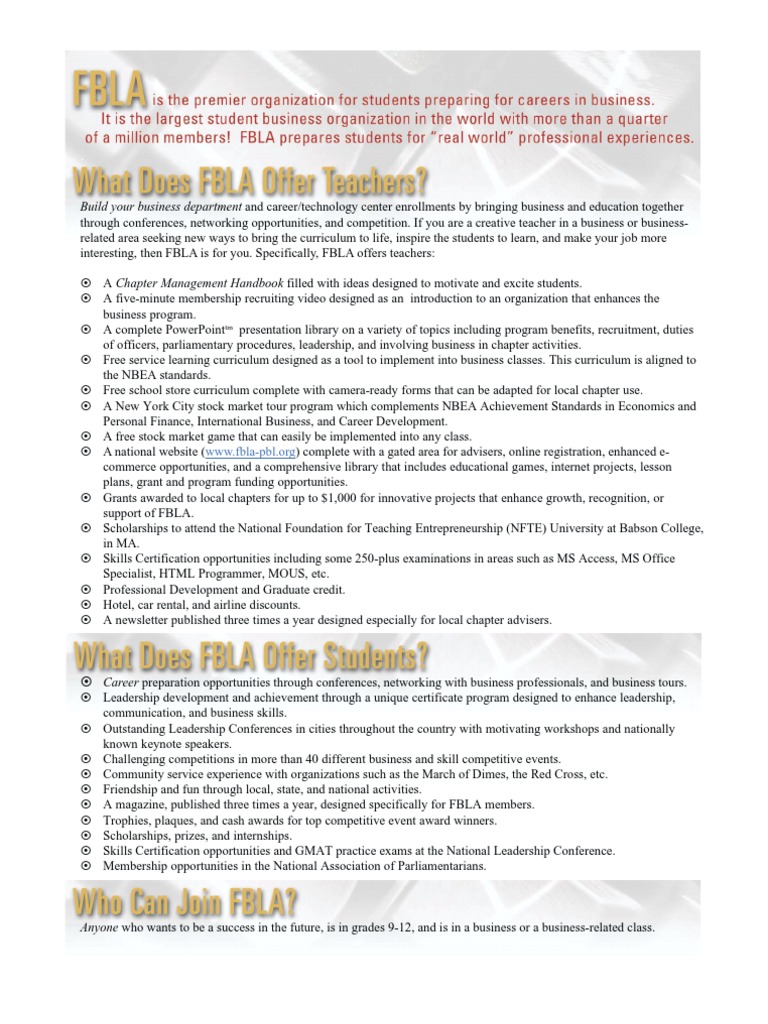 FBLA Chapter Organization Packet | PDF | Curriculum | Cheque