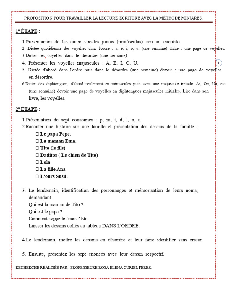 Lecture-Écriture : Méthode Minjares | PDF | Syllabe | Communication humaine
