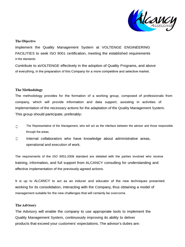 ISO 9001 Certification Implementation Plan | PDF | Quality Management ...