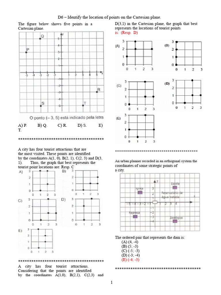 Exercises on the Cartesian Plane | PDF | Cartesian Coordinate System ...