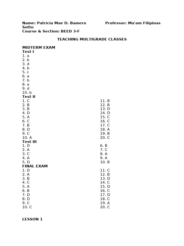 Activities- Midterm&Final Exam | PDF | Teachers | Learning