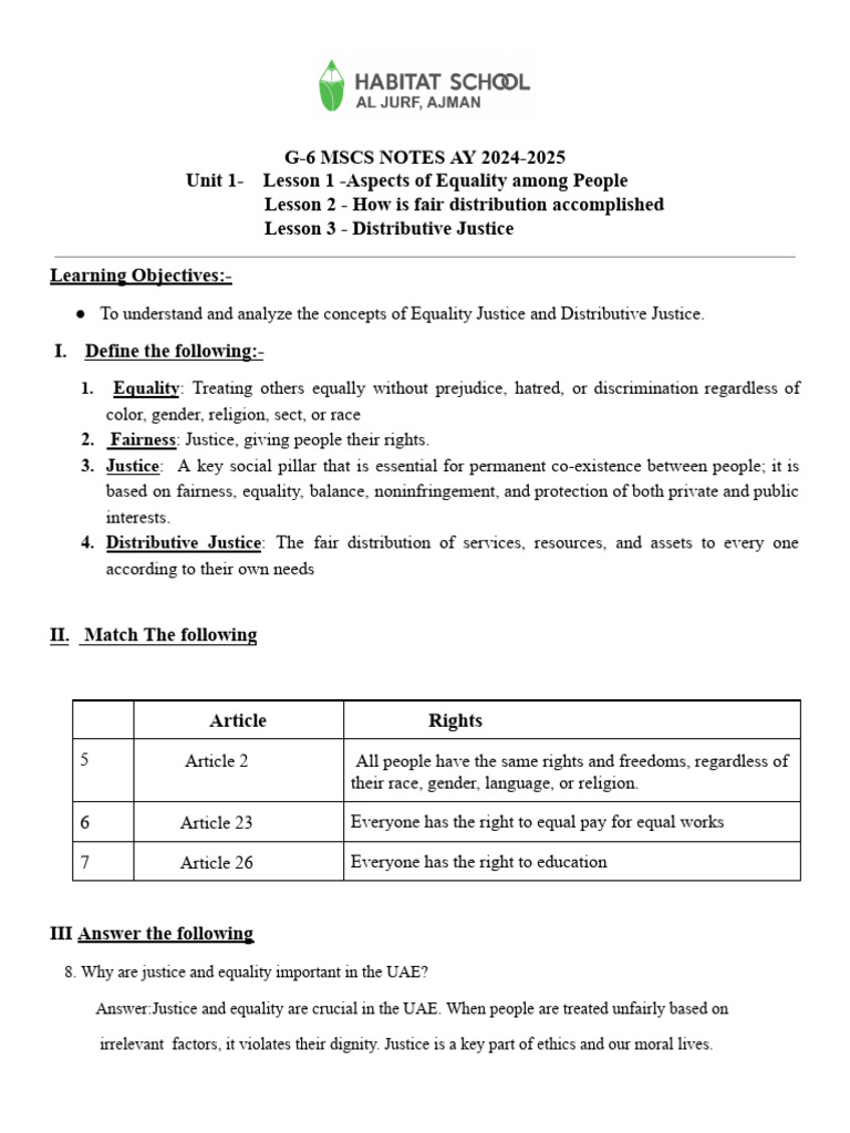 Understanding Equality and Justice Concepts | PDF | Social Equality ...