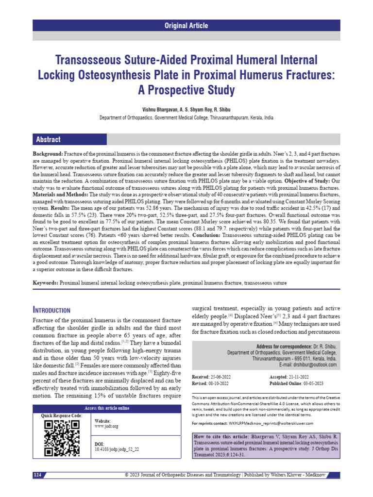 Transosseous Suture Aided Proximal Humeral.2 | PDF | Shoulder ...