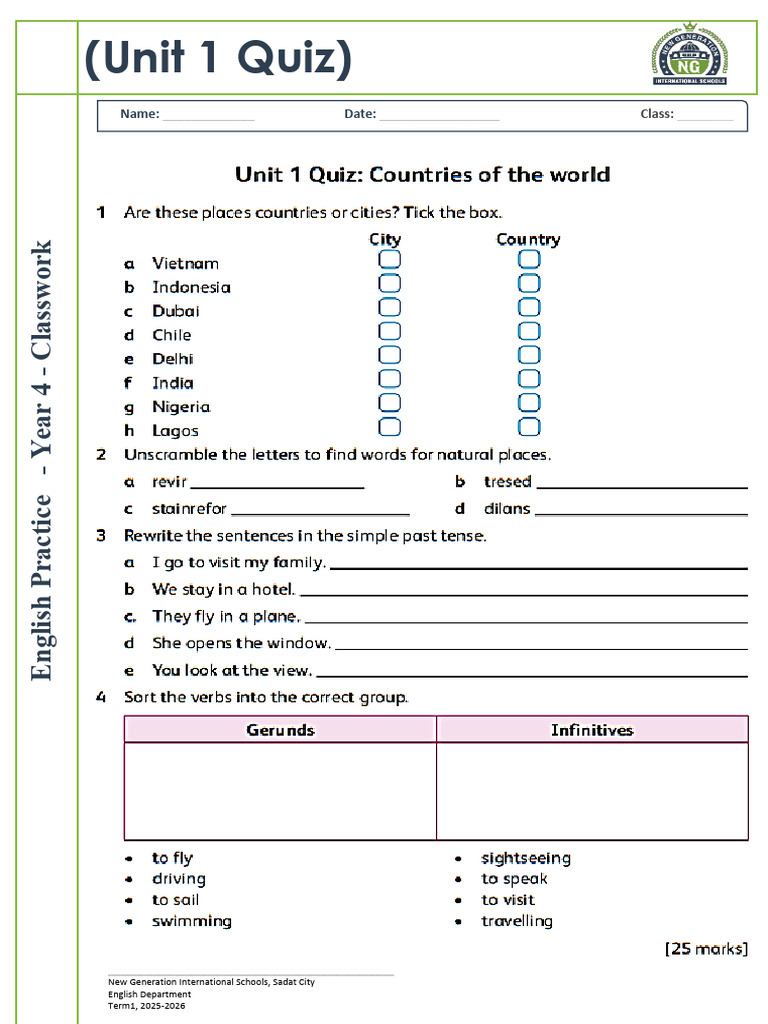 Unit 1 Quiz - CW | PDF