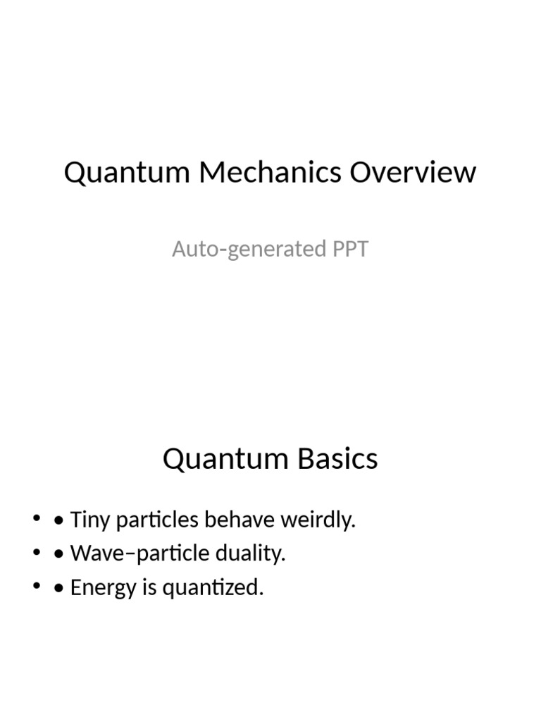 Quantum Mechanics Basics Explained | PDF