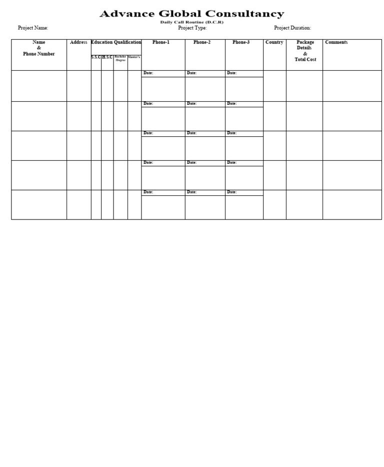 Daily Call Routine Sheet 1 | PDF