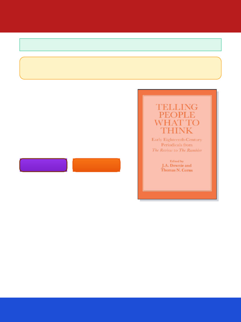 Telling People What to Think Early Eighteenth Century Periodicals from ...