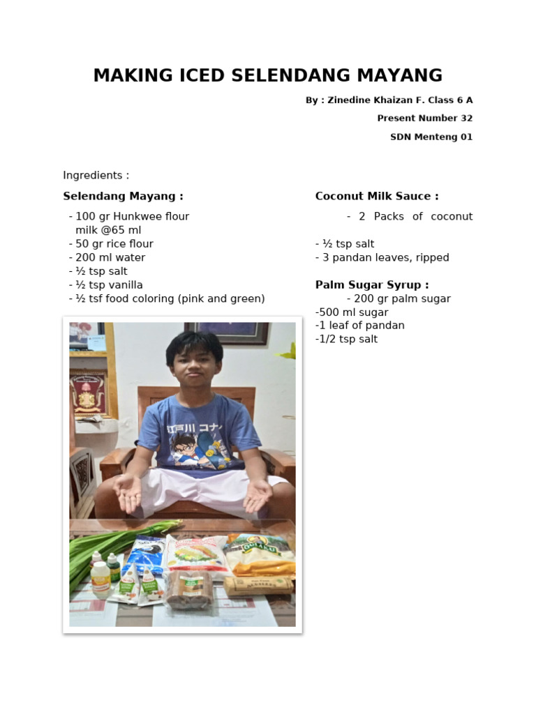 Iced Selendang Mayang Recipe Guide | PDF