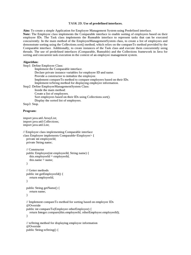 TASK 2D | PDF | Class (Computer Programming) | Interface (Computing)