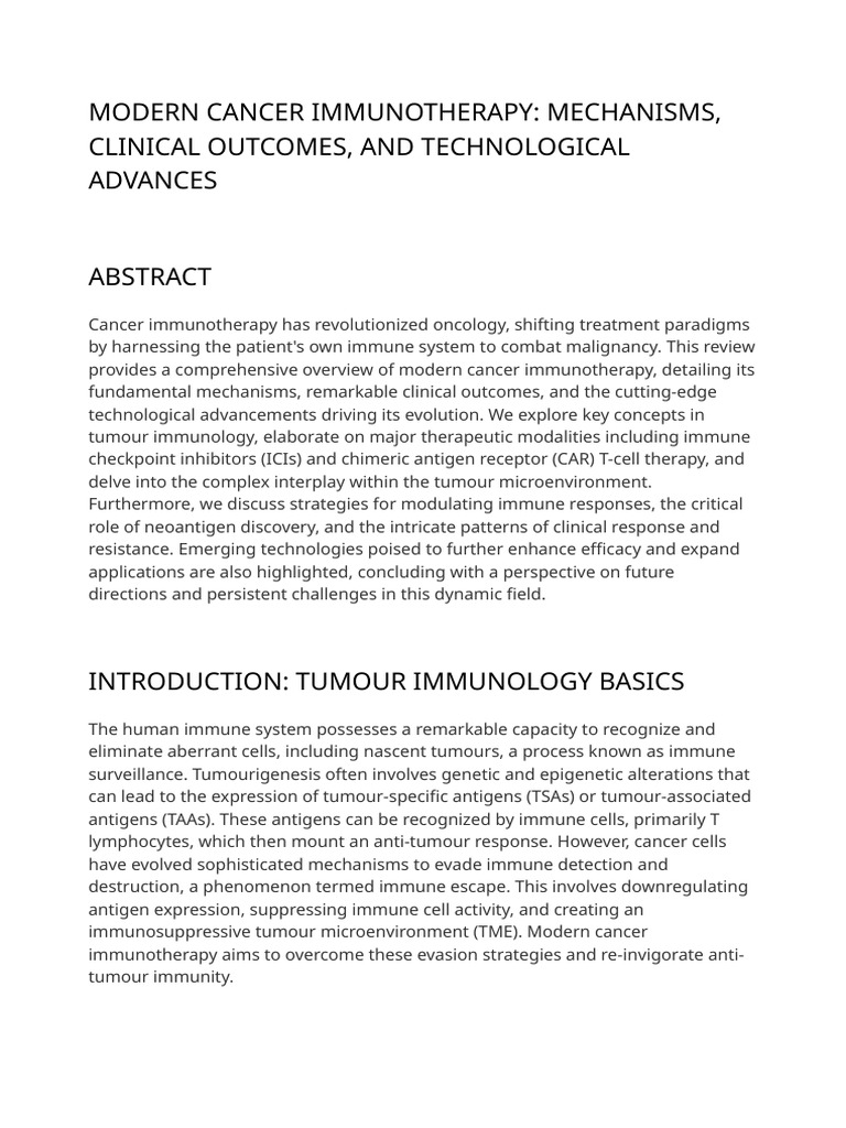 Cancer Immunotherapy Advances and Outcomes | PDF | Immunotherapy | T Cell