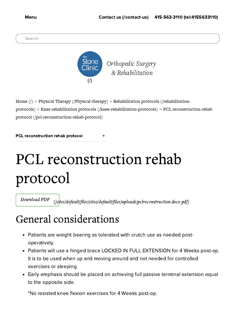 PCL Reconstruction Rehab Protocol | PDF | Anatomical Terms Of Motion | Knee