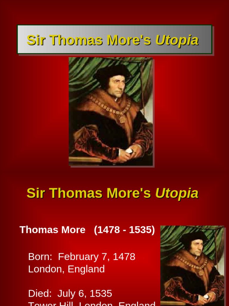 Sir Thomas More's Utopia Explained | PDF | Utopia (Book) | Utopia