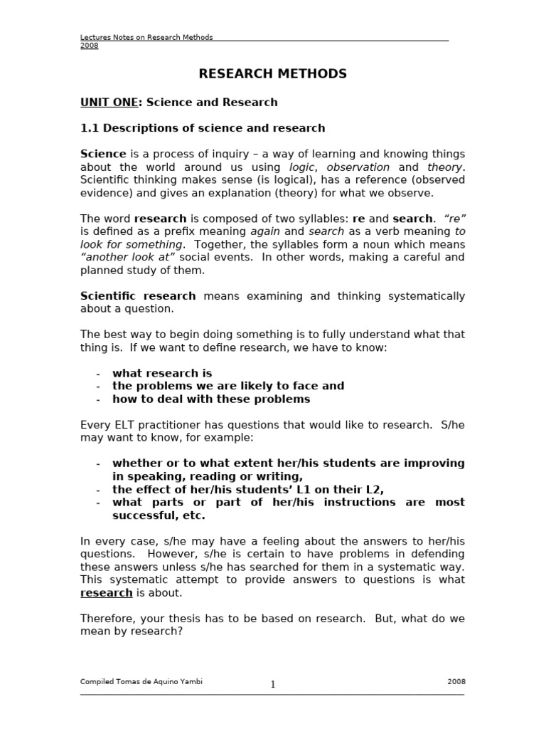 RESEARCH METHODOLOGY NOTES | PDF